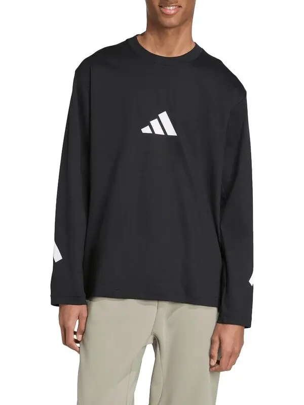 Adidas Z.n.e. Oversize Long Sleeve Cotton Graphic T-shirt - Black/white