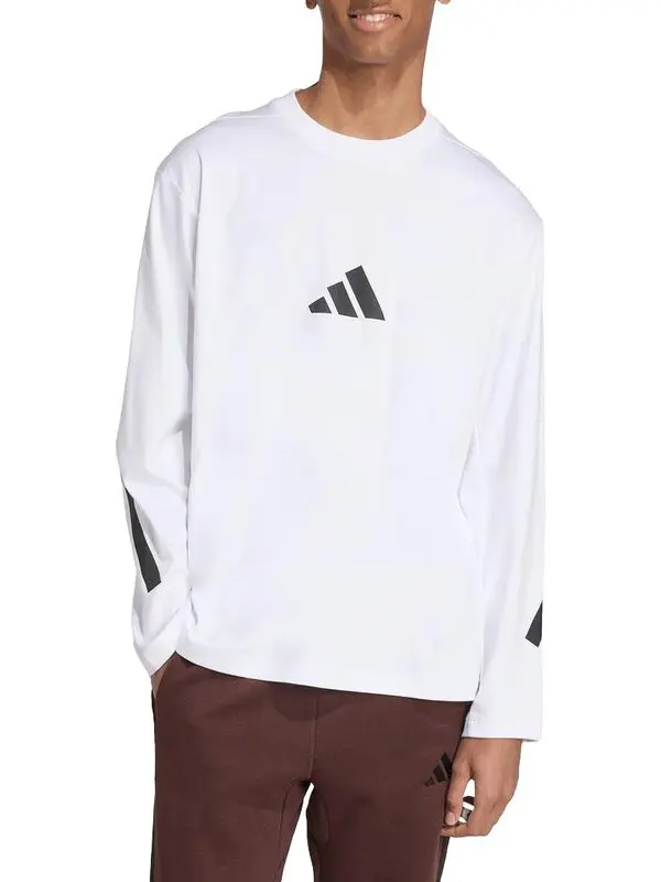 Adidas Z.n.e. Oversize Long Sleeve Cotton Graphic T-shirt - White/black