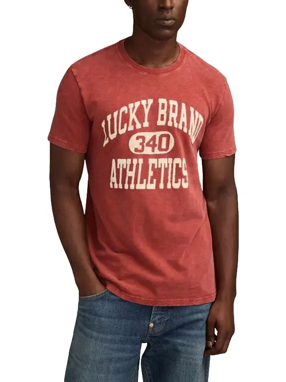 Lucky Brand Athletics Flocked Logo Graphic T-shirt - Cinnabar