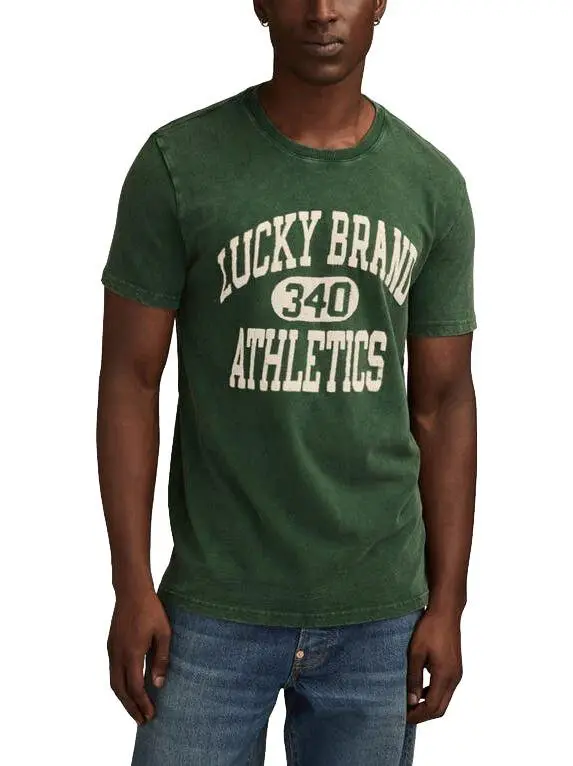 Lucky Brand Athletics Flocked Logo Graphic T-shirt - Dark Green