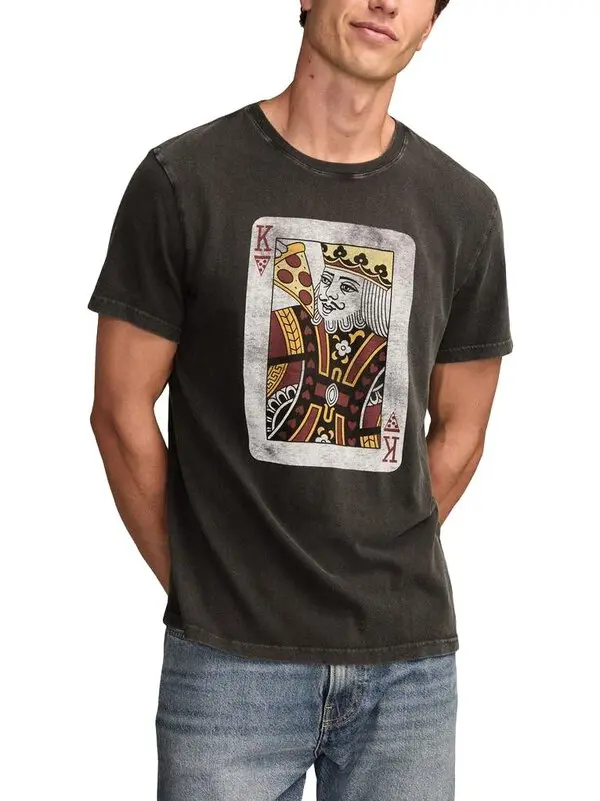 Lucky Brand Pizza King Cotton Graphic T-shirt - Jet Black