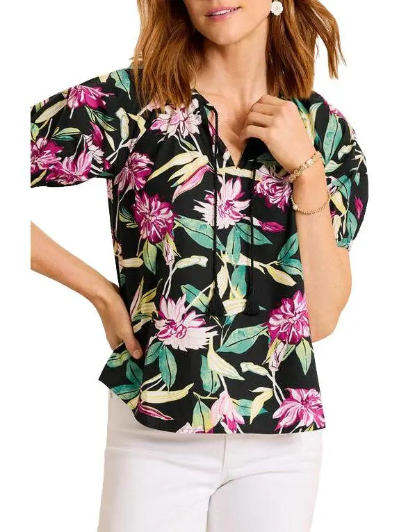 Tommy Bahama Twilight Bloom Cotton Top - Black