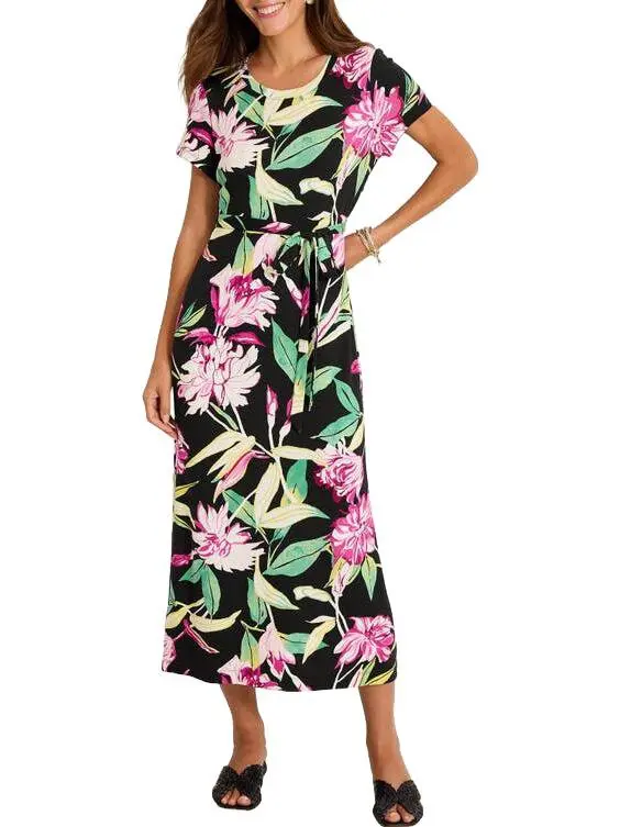 Tommy Bahama Twilight Bloom Knit Midi Dress - Black