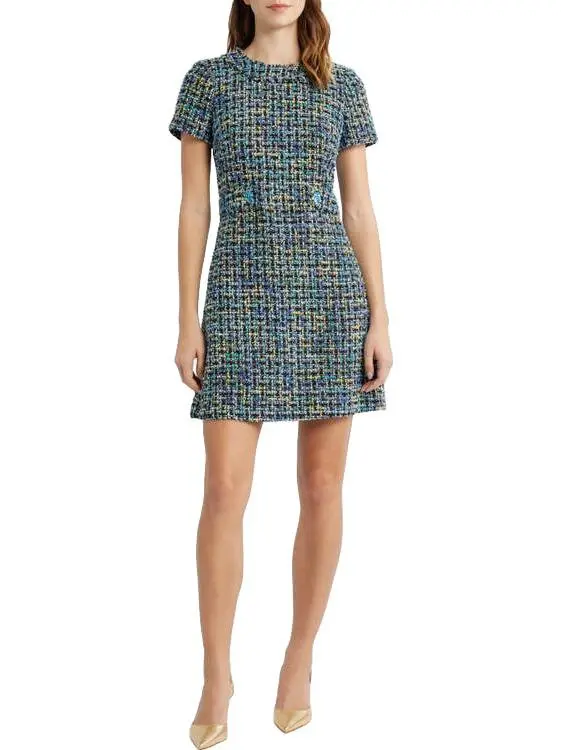 Eliza J Metallic Tweed Dress - Azure Black