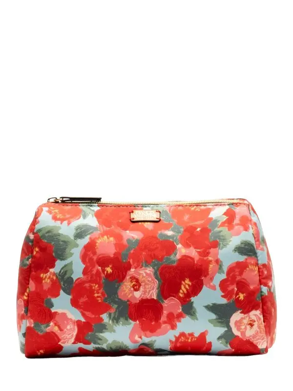 FRANCES VALENTINE Printed Large Cosmetic Bag - Red/light Blue