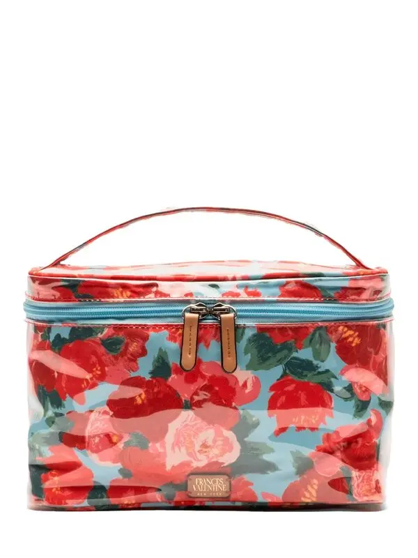 FRANCES VALENTINE Cosmetics Train Case - Red/light Blue