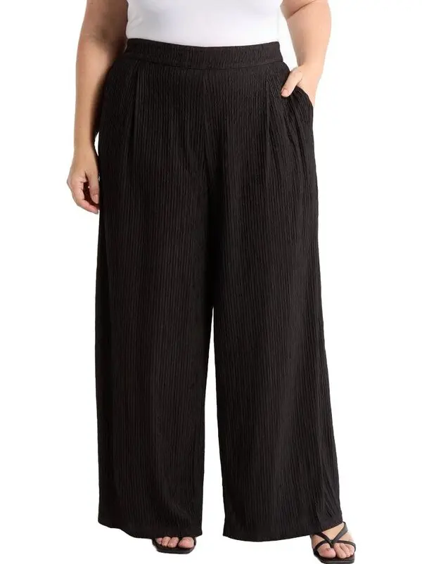 SUGARLIPS Noelia Crinkled Wide-leg Pants - Black