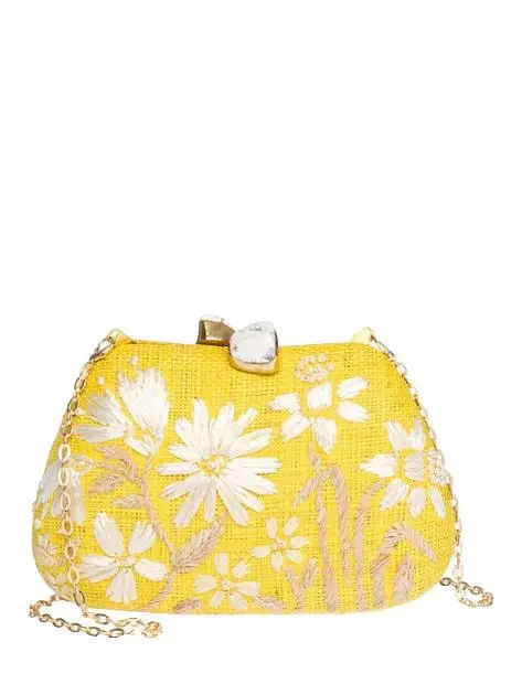 Rafe New York Tamu Embroidered Bean Clutch - Yellow