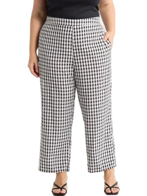 SUGARLIPS Doverly Gingham Check Capri Pants - Black-white