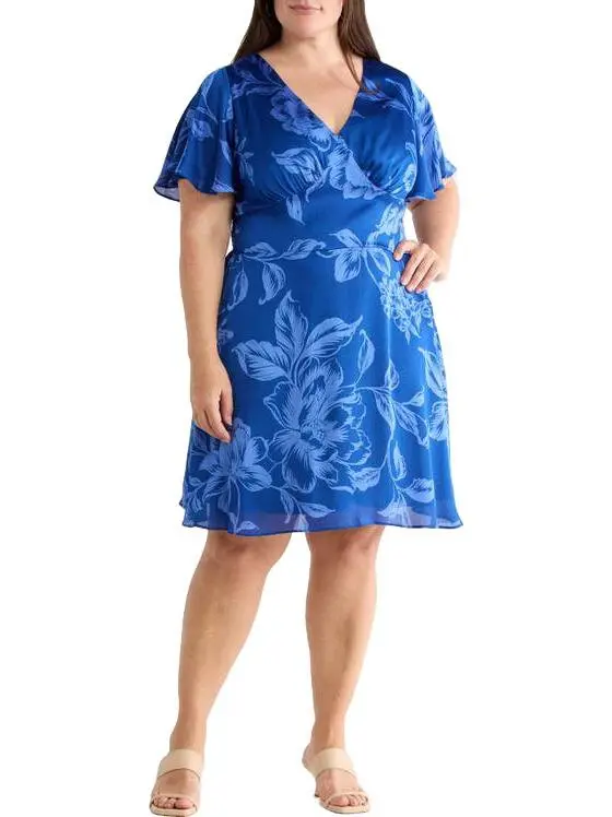 SUGARLIPS Ciara Floral Print Dress - Navy-blues
