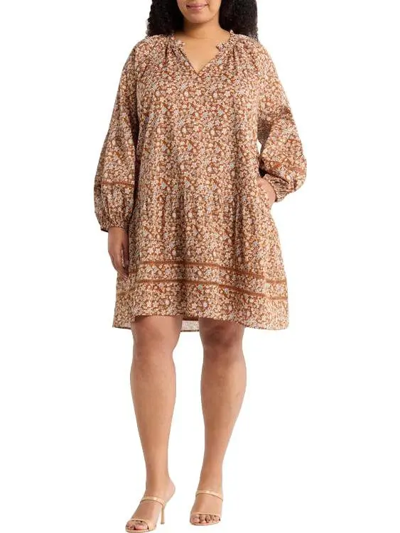 SUGARLIPS Ramsey Ditsy Floral Print Mini Dress - Brown-mult