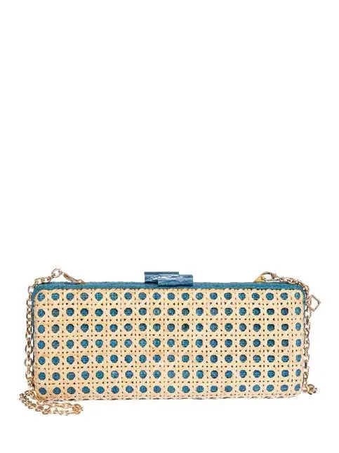 Rafe New York Alessandra Rattan Long Clutch - Blue