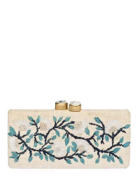 Rafe New York Alessandra Rattan Long Clutch - Blue/white