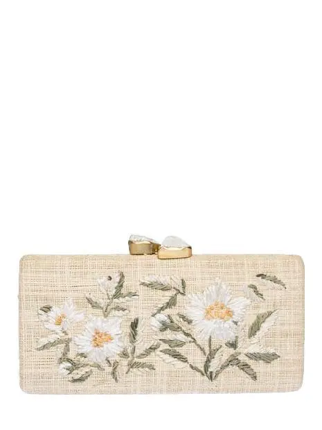 Rafe New York Alessandra Rattan Long Clutch - White