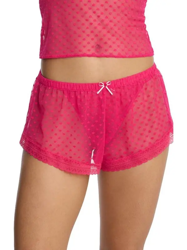 SKARLETT BLUE Heart Breaker Lace Shorts - Neon Fuchsia