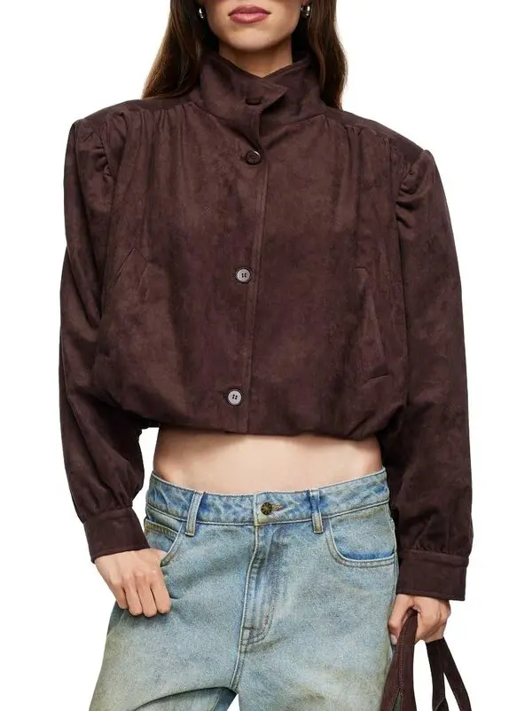 Lioness Luminous Faux Suede Jacket - Chocolate