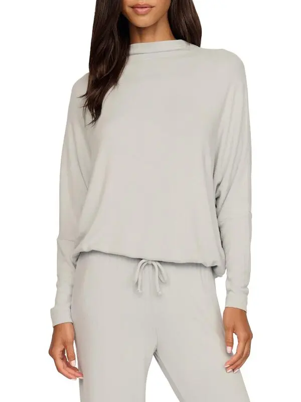 Eberjey Cozy Time Mock Neck Pullover - Blue Mist