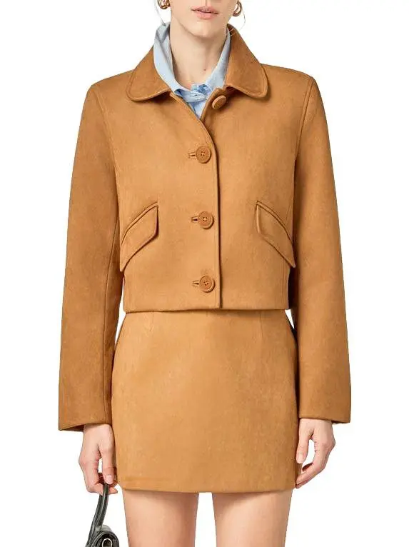 English Factory Faux Suede Jacket - Camel