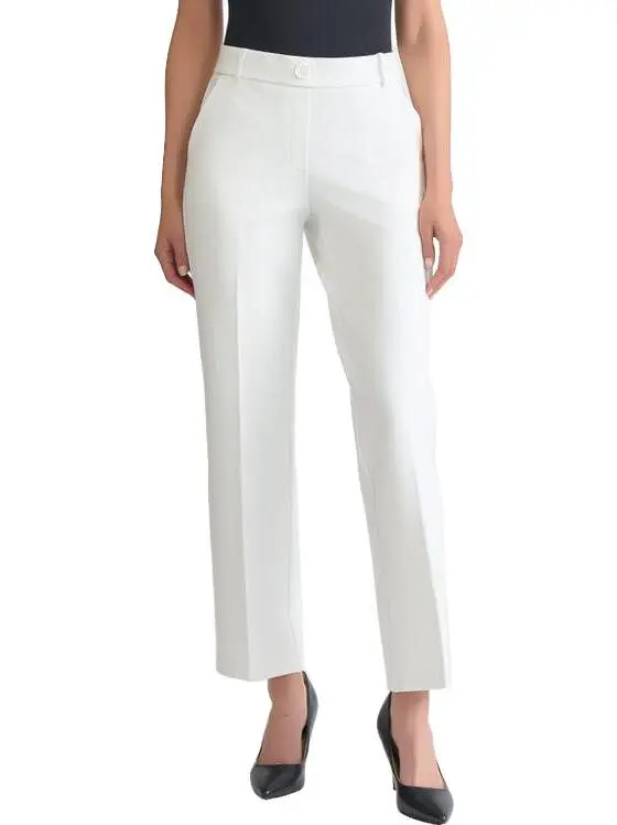 KASPER Flat Front Pull-on Trousers - Vanilla Ice