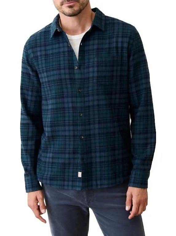 Marine Layer Tahoe Plaid Flannel Button-up Shirt - Green/navy Plaid