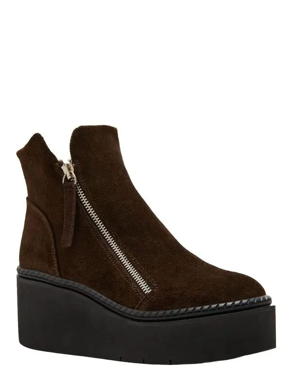 Steve Madden Platform Wedge Bootie - Brown Suede