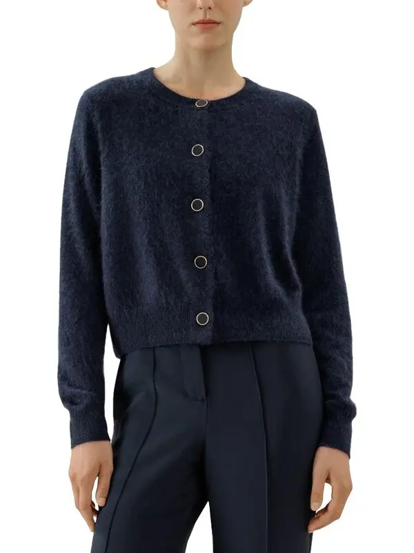 Lilysilk Brushed Cashmere Cardigan - Navy Blue