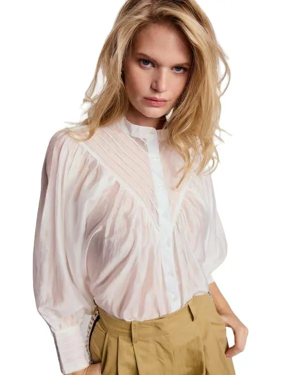 The Shirt By Rochelle Behrens The Shiv Ruffled Shirt - White