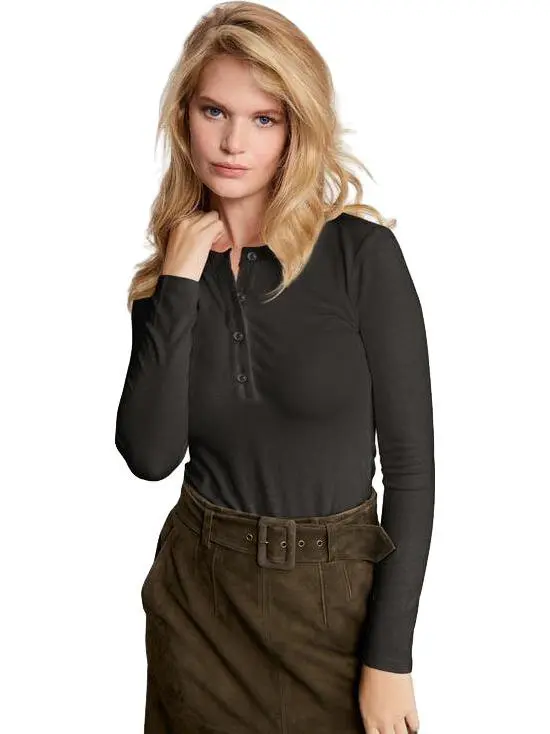 The Shirt By Rochelle Behrens The Long Sleeve Brett Shirt - Black