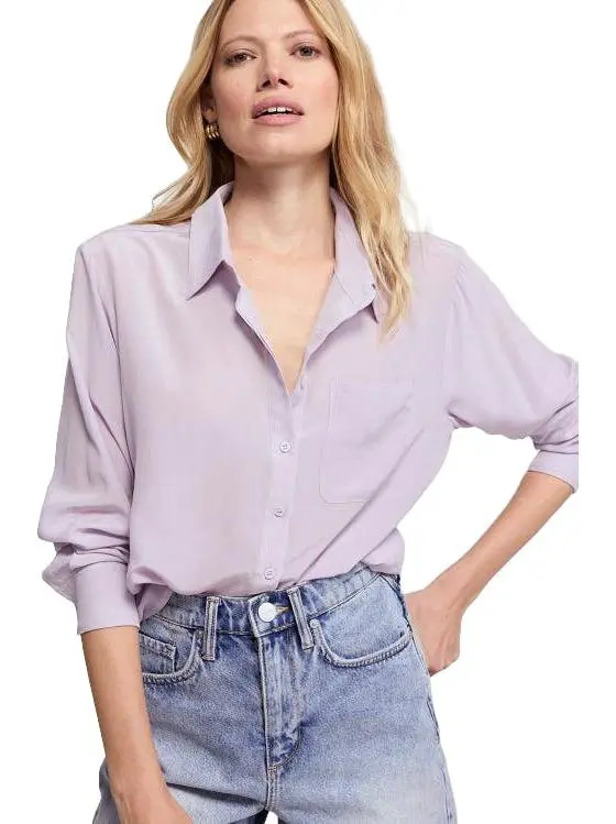 The Shirt By Rochelle Behrens Silk Signature Shirt - Lavender