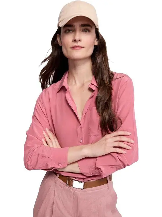 The Shirt By Rochelle Behrens Silk Signature Shirt - Rose