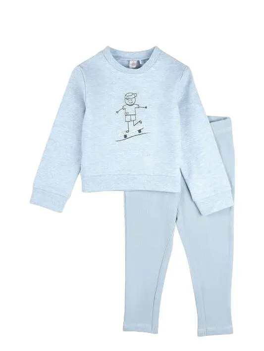 MINIMOI Cotton Rich Legging Set - Cloud Blue