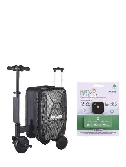 PURSONIC Smart Travel Bundle Electric Scooter Luggage With Air Tag - Black