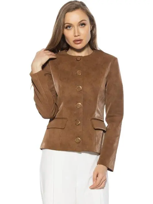 ALEXIA ADMOR Brivan Crewneck Blazer - Camel