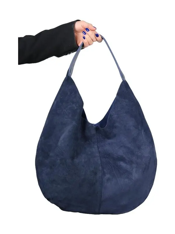 FOREVER & ALWAYS SHOES Leather Shoulder Bag - Navy Suede