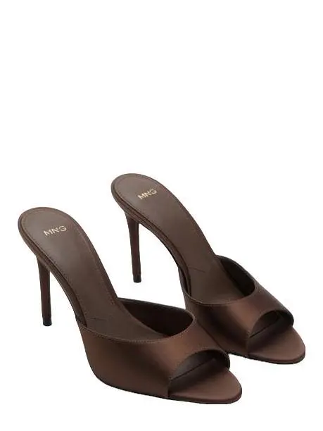 Mango Satin Sandal - Dark Brown
