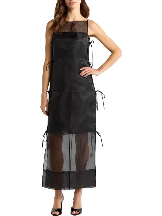 Staud Chandler Organza Midi Dress - Black