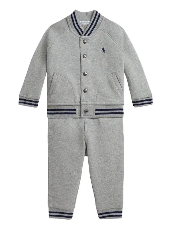 Ralph Lauren Fleece Baseball Jacket And Pants Set - Andover Heather