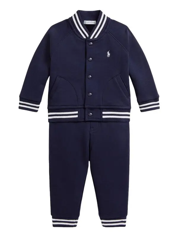 Ralph Lauren Fleece Baseball Jacket And Pants Set - Refined Navy