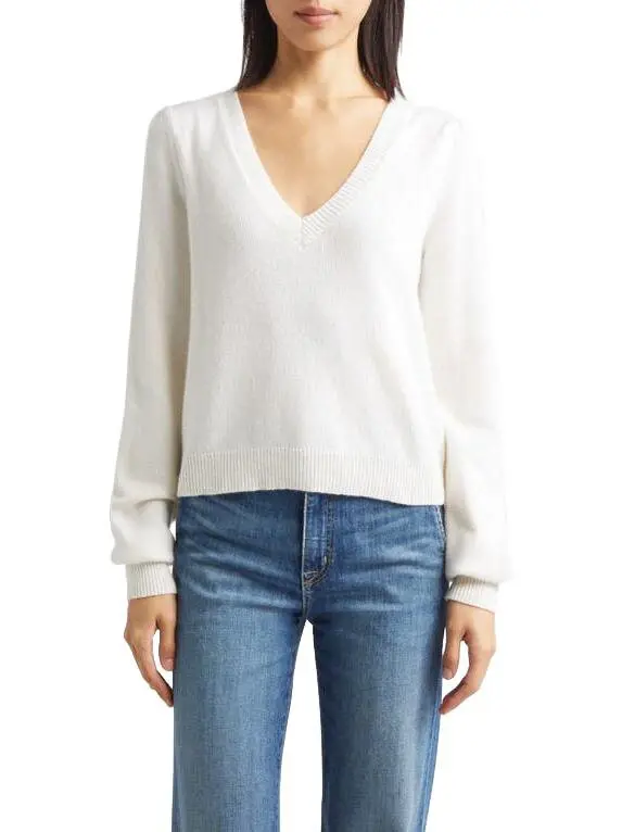 Derek Lam 10 Crosby Penina Wool & Cashmere V-neck Sweater - Snow White