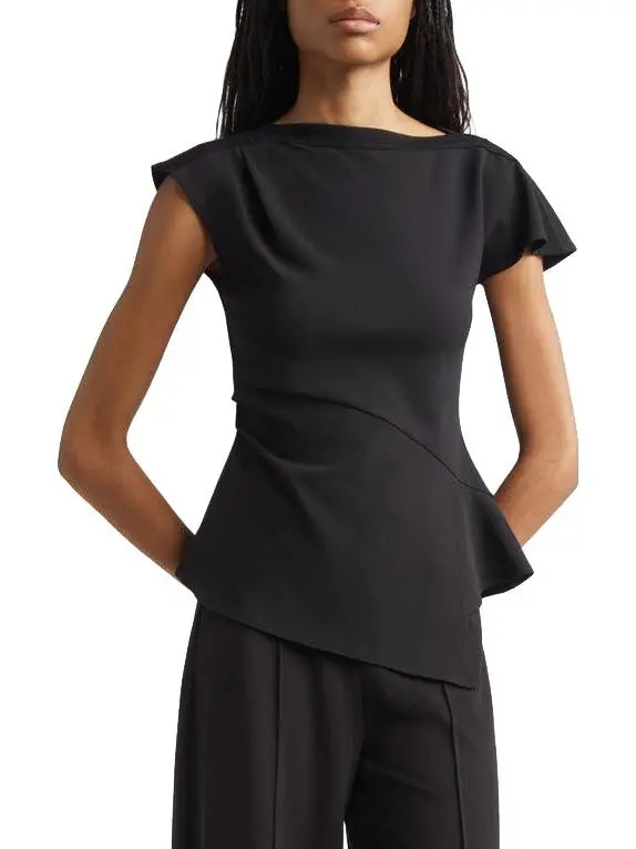 Derek Lam 10 Crosby Asymmetric Peplum Top - Black