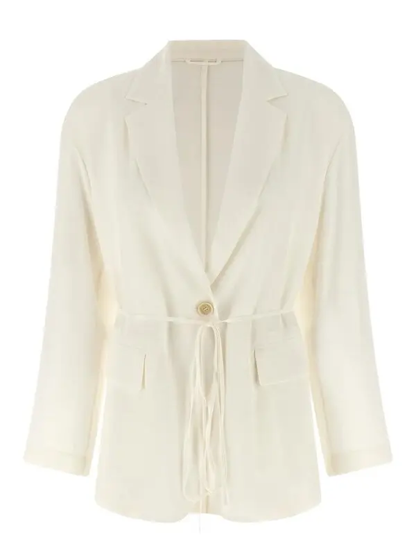 Brunello Cucinelli Silk Crêpe Blazer - Beige