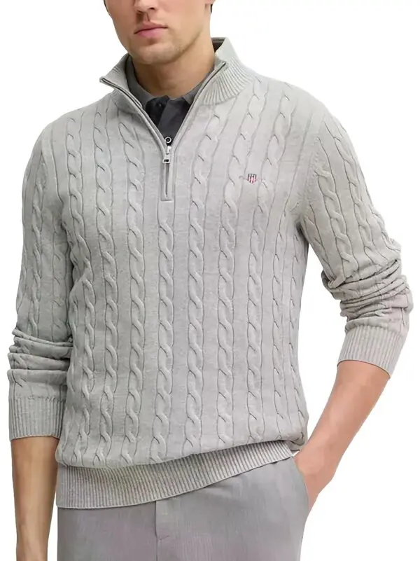 Gant Cable-knit Half-zip Pullover - Grey