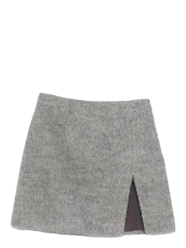 Andamane Front-slit Mini Skirt - Grey