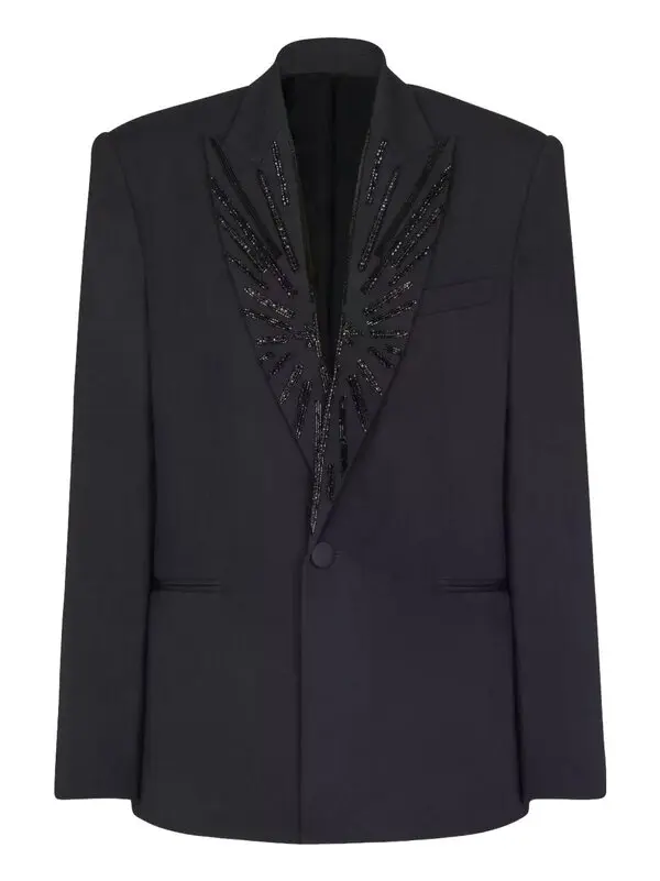 Balmain Beaded-lapel Single-breasted Blazer - Black