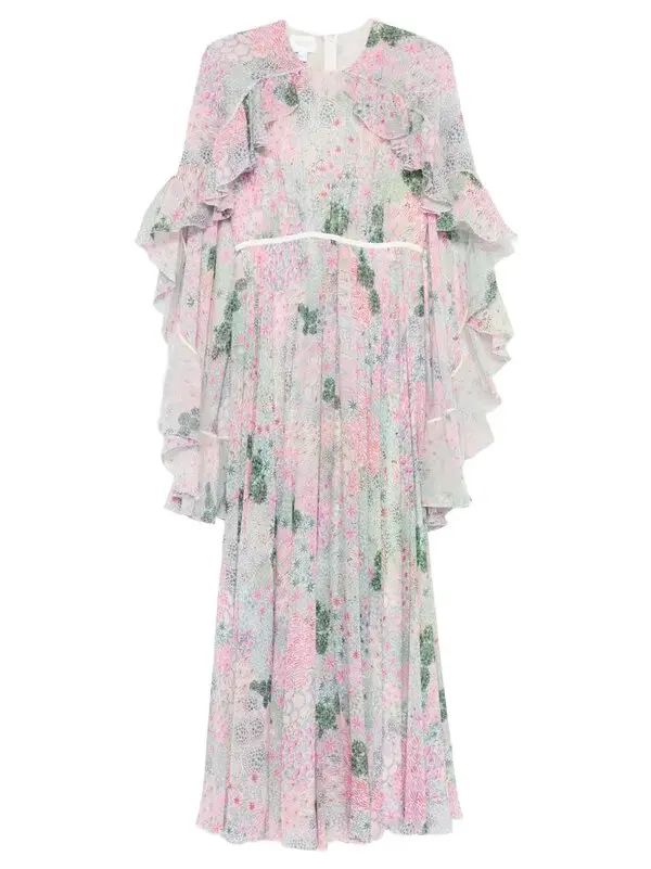 Giambattista Valli Floral Print Ruffled Maxi Dress - Pink