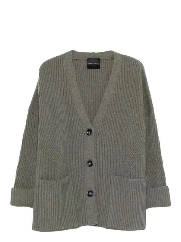 ROBERTO COLLINA Buttoned Ribbed-knit Cardigan - Grey