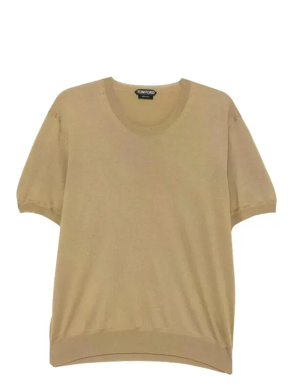TOM FORD Cotton Crew Neck Top - Brown
