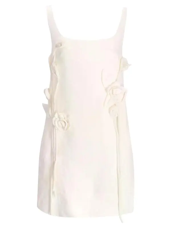 Farm Rio Rose-embellished Mini Dress - White