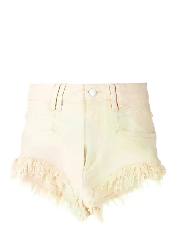 Isabel Marant Eneida Fringed Denim Shorts - Neutrals