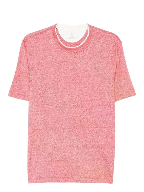 Brunello Cucinelli Contrast-trim T-shirt - Red